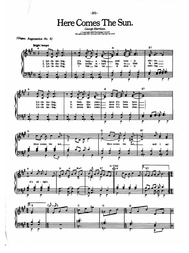 Here Comes The Sun Piano | PDF