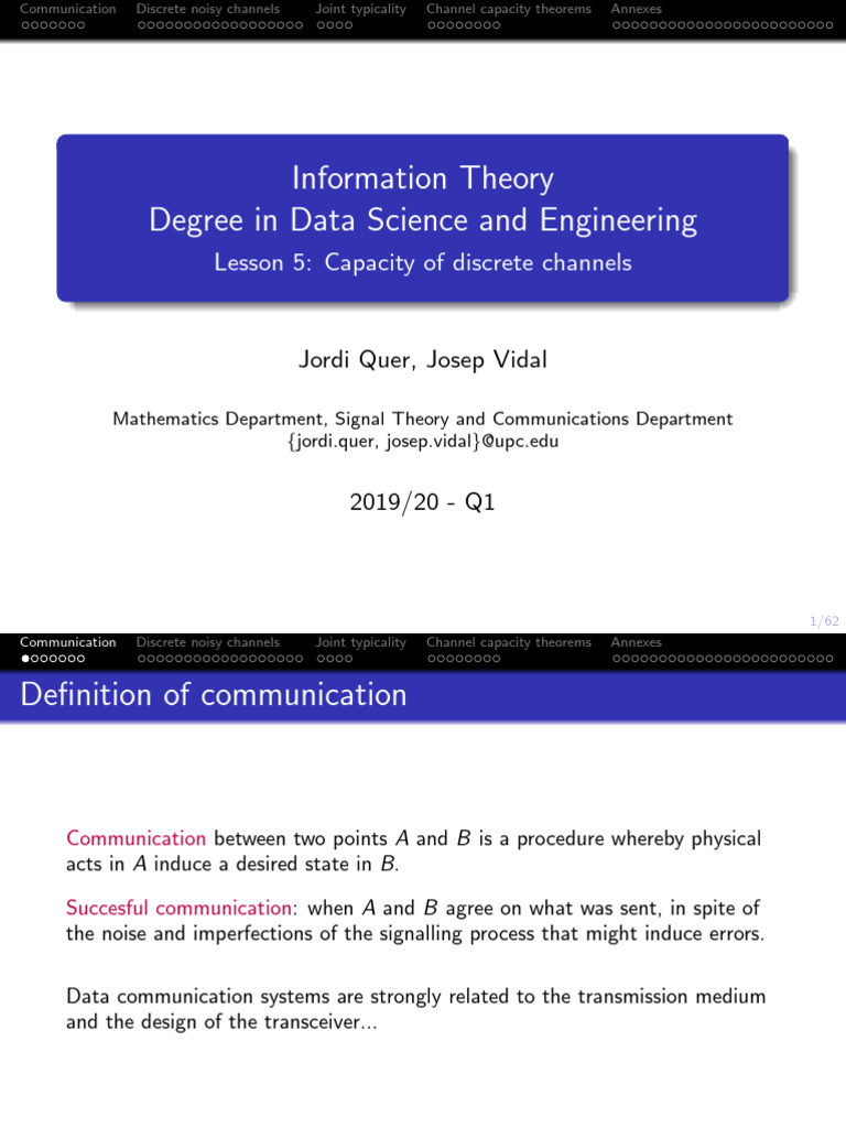 TEOI-Capacity of Discrete Channels | PDF | Telecommunications ...