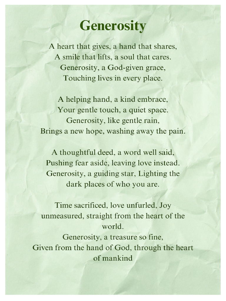 Written Poem Final Generosity | PDF