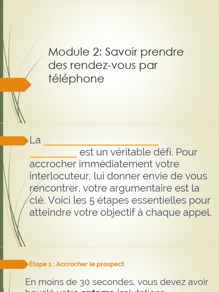 Module 2 savoir prendre rendez vous par telephone | PDF