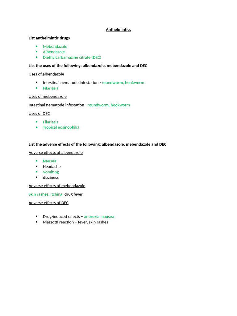 Anthelmintic S | PDF