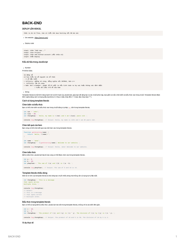 Back-End: Deploy Lên Vercel | PDF