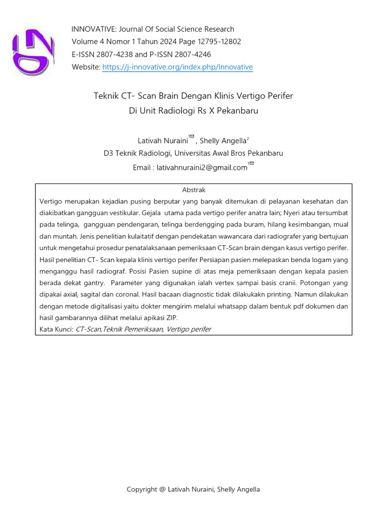 CT Scan Pada Kasus Vertigo | PDF