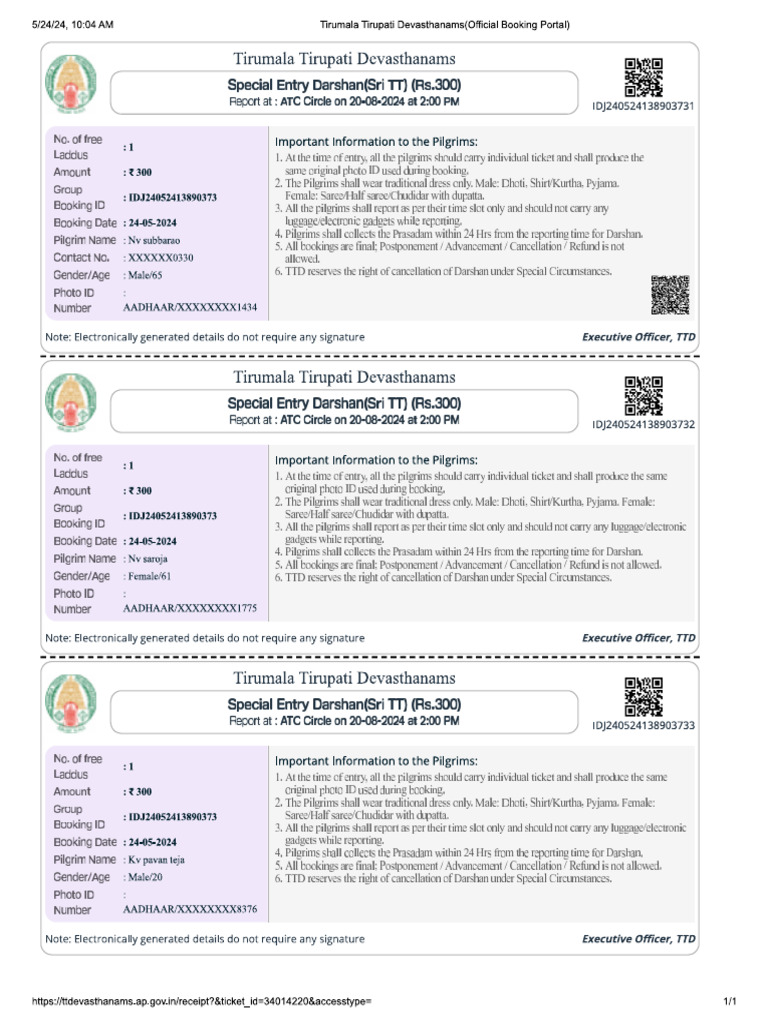 Aug 20 TTD Tkts | PDF