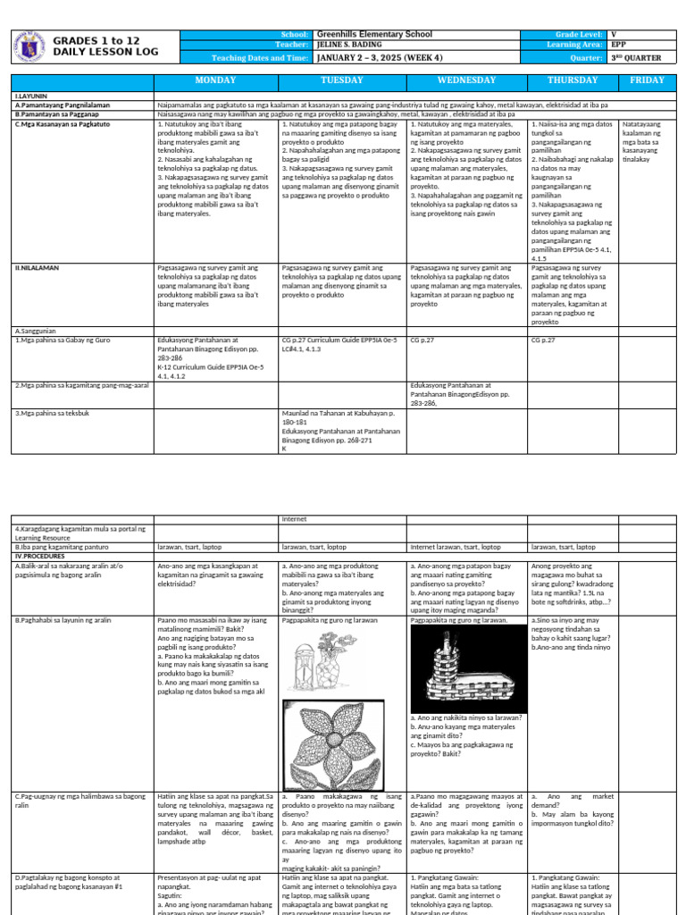 DLL - Epp 5 - Q3 - W4 | PDF