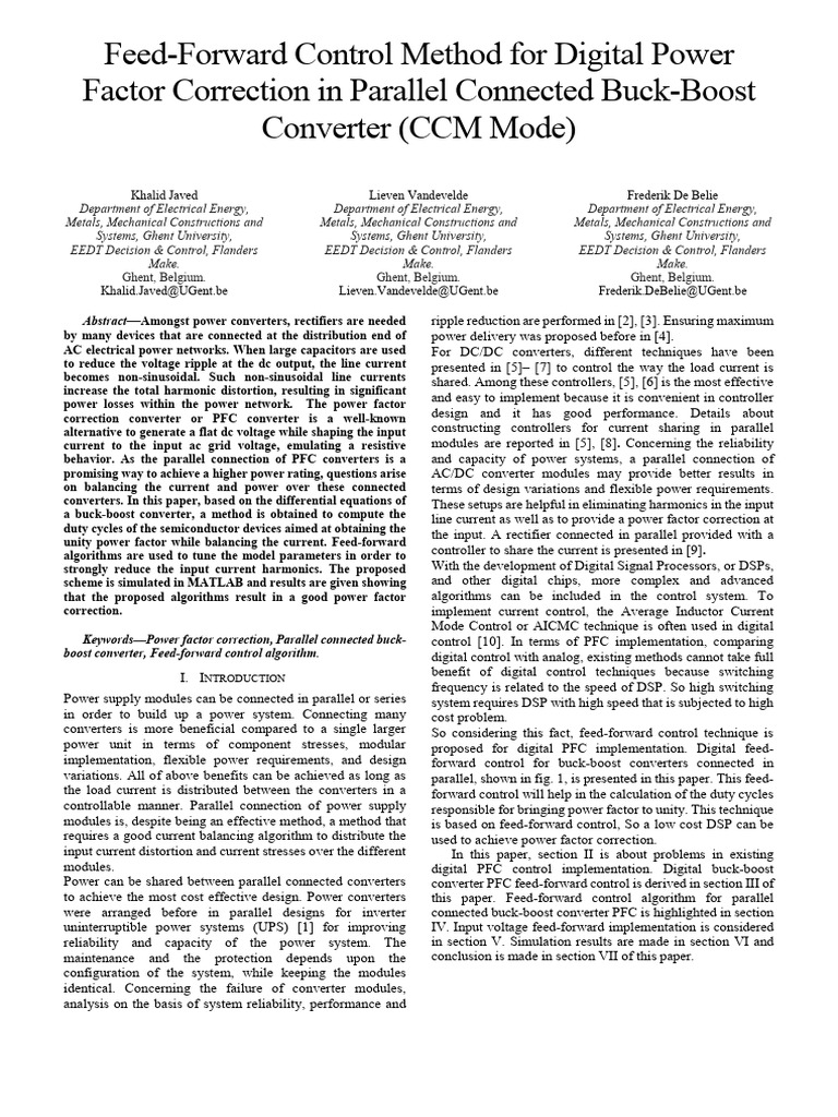Digital PFC for Parallel Buck-Boost Converters | PDF | Rectifier ...