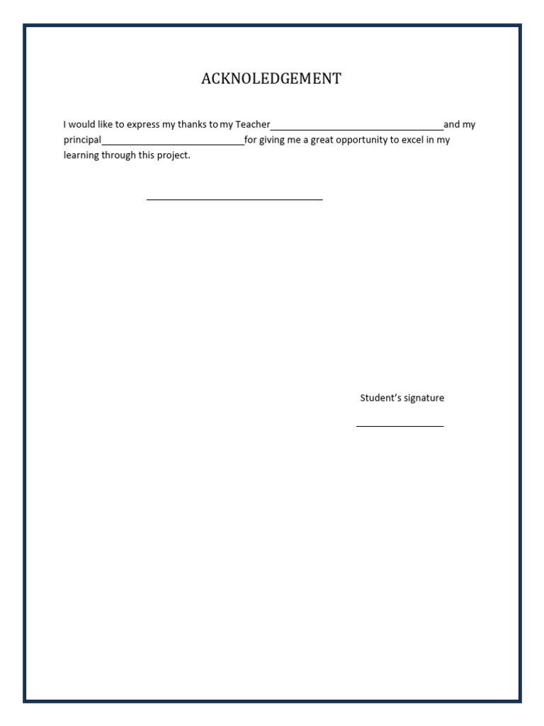 Student Project Acknowledgment | PDF