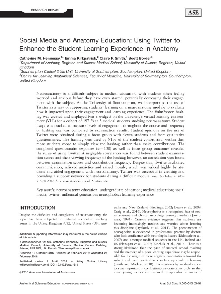 Enhancing Anatomy Learning via Twitter | PDF | Hashtag | Constructivism ...