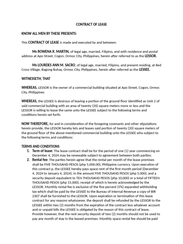 contract of lease | PDF | Lease | Common Law