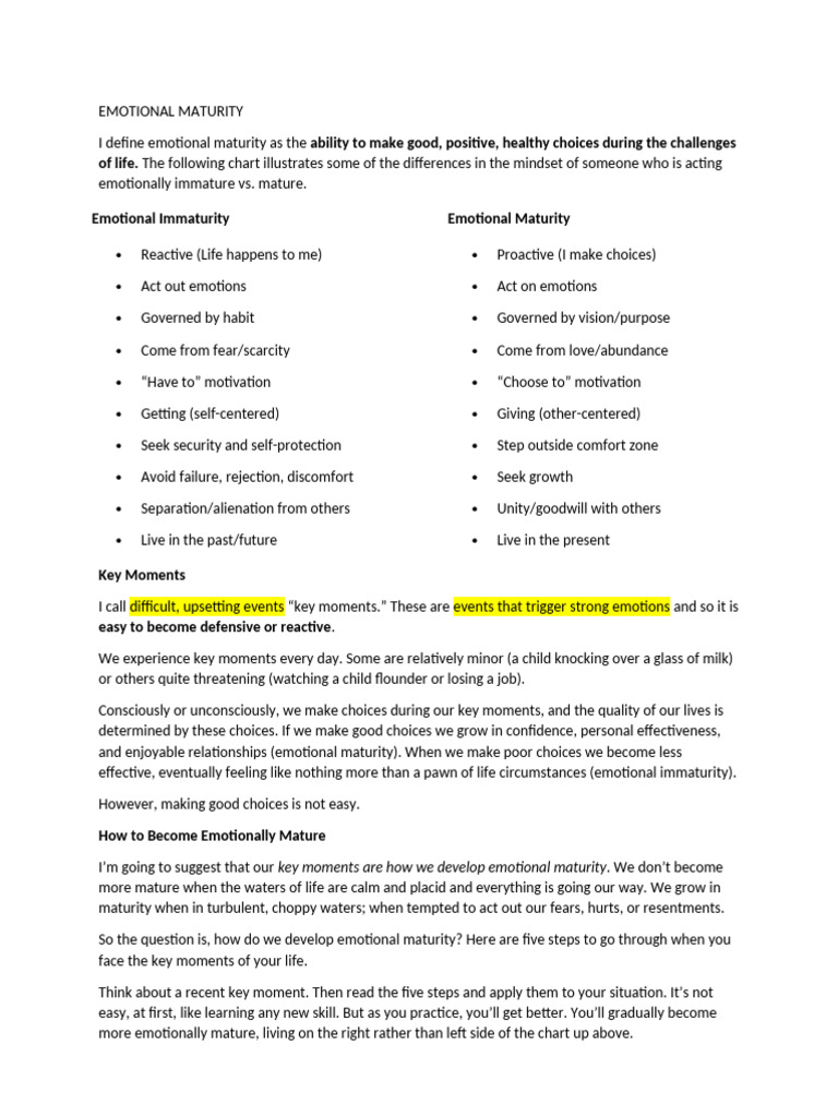 EMOTIONAL MATURITY | PDF | Disciplines | Motivation