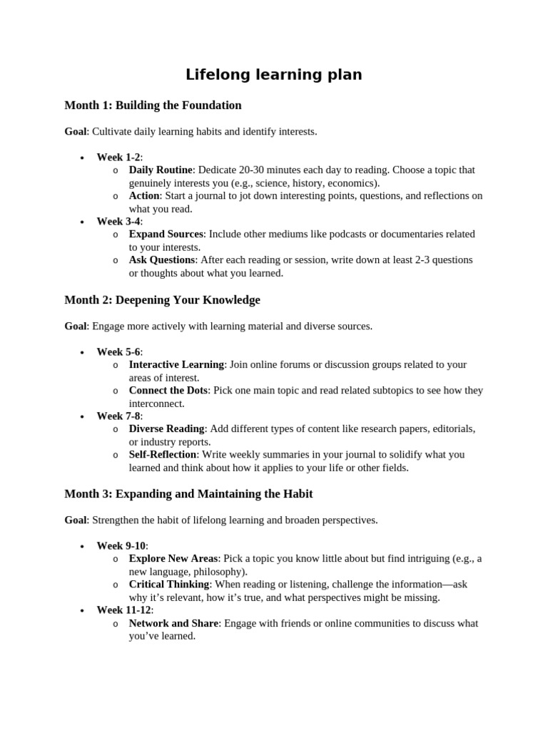 Lifelong Learning Plan | PDF