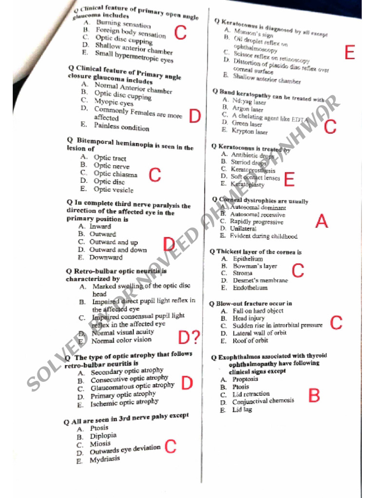 Optho Preproff B - 44 (Solved by - DR Naveed Ahmed Panhwar) | PDF