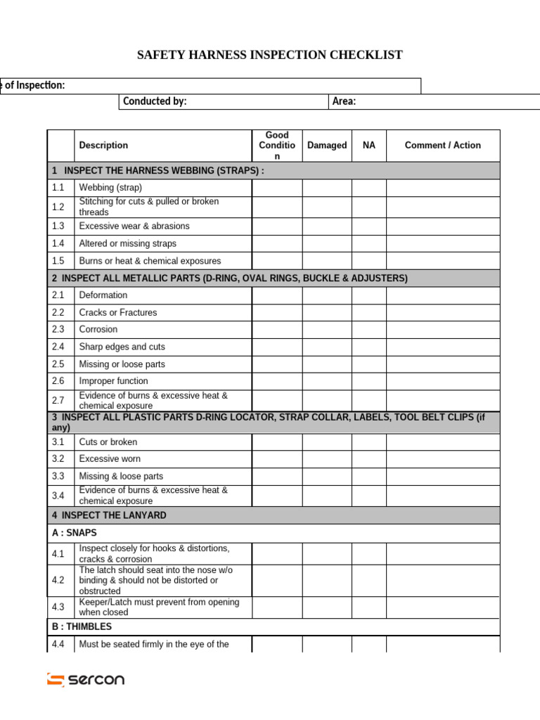 Safety Harness Inspection | PDF