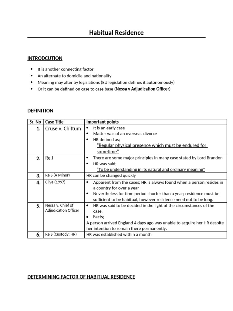 Habitual Residence | PDF | Domicile (Law) | Child Custody