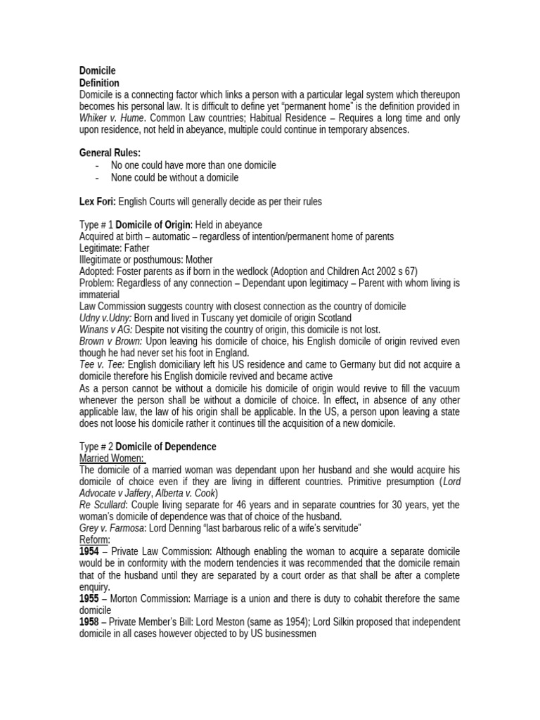 Domicile | PDF | Domicile (Law) | Legitimacy (Family Law)