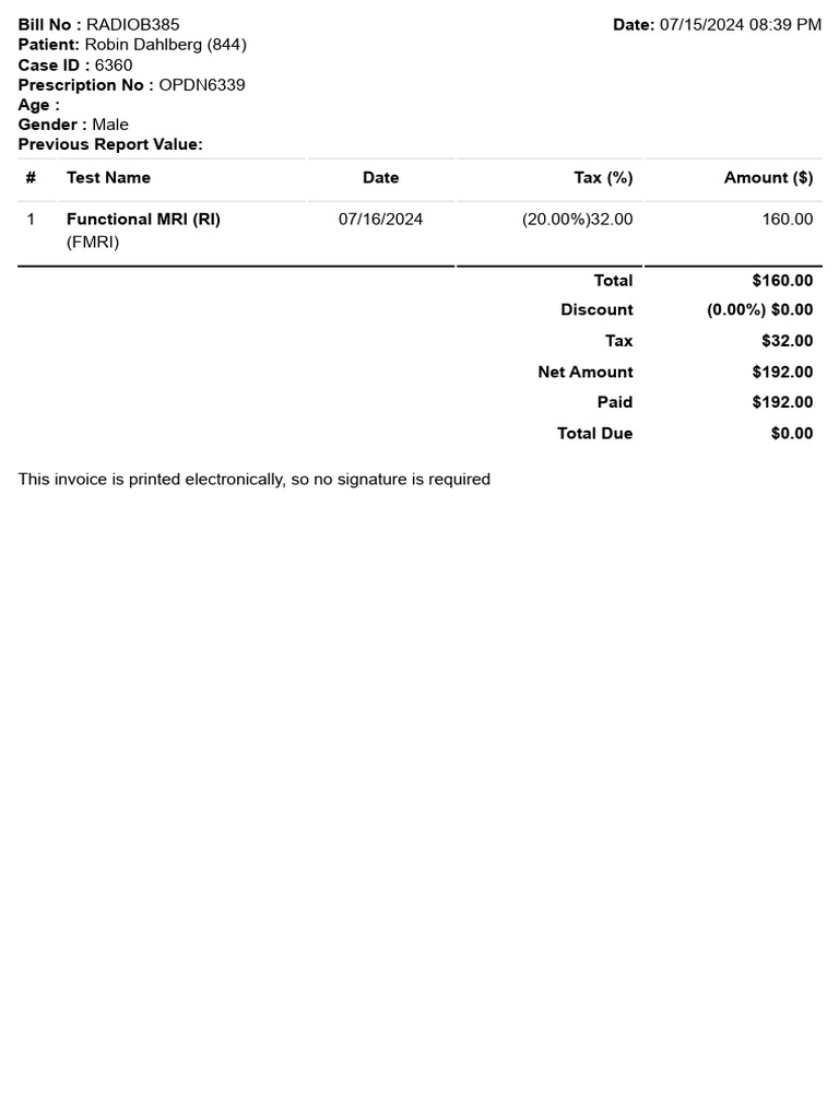 Billing-Search OPD-Bill Radiology Tab | PDF