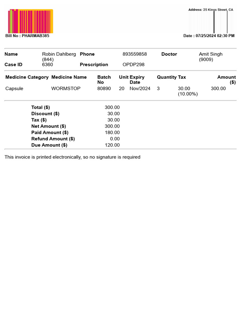 Billing-Search OPD-Bill Pharmacy Tab | PDF