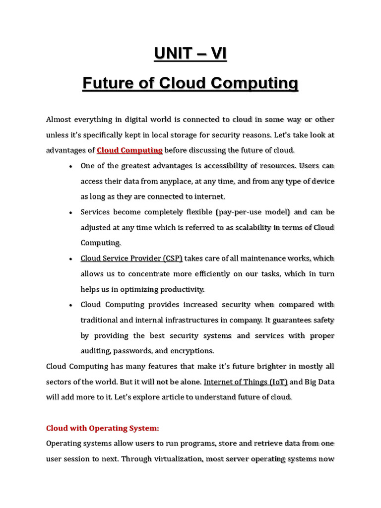 UNIT- VI Cloud Computing | PDF | Cloud Computing | Operating System UNIT- VI Cloud Computing | PDF | Cloud Computing | Operating System