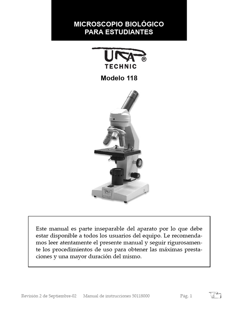Manual Microscopio Biológico URA TECNIC 118 | PDF | Lente de la cámara ...