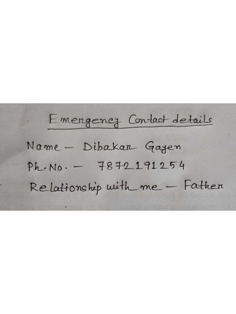 Emergency Contact Details | PDF