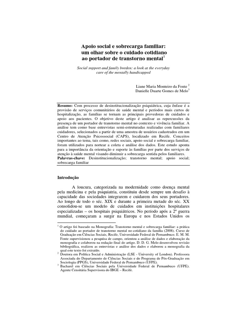 Liane, M. Et Al., 2008 - Olhar Cuidado Cotidia | PDF | Família ...