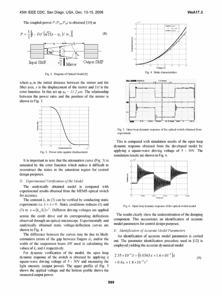 Nonlinear Control of a MEMS Optical Switch_Part3 | PDF | Electromagnetism | Optics