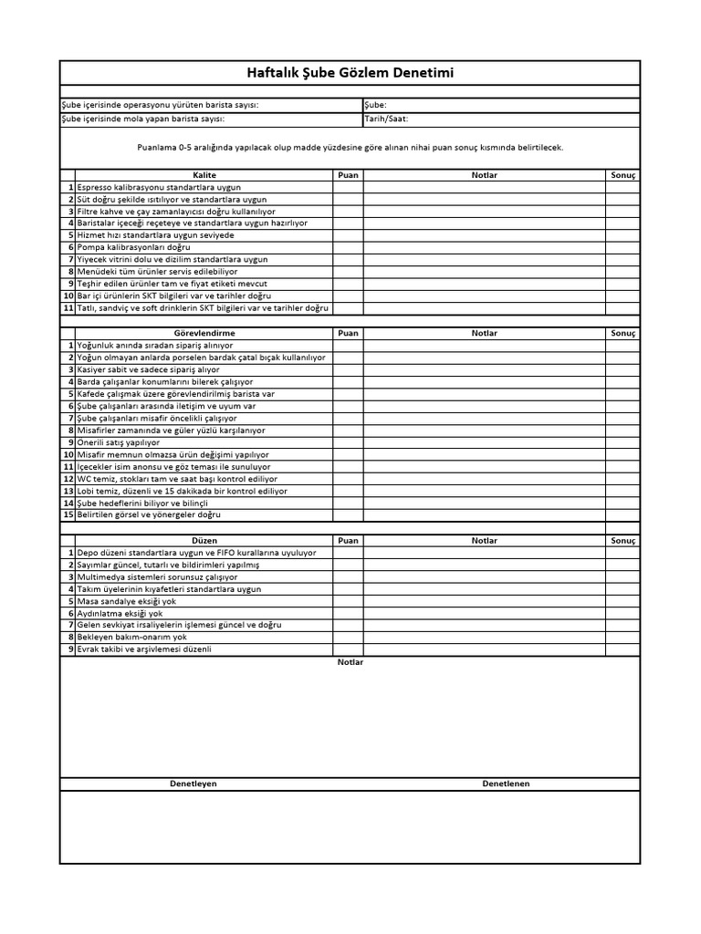 Basit Denetim Formu | PDF