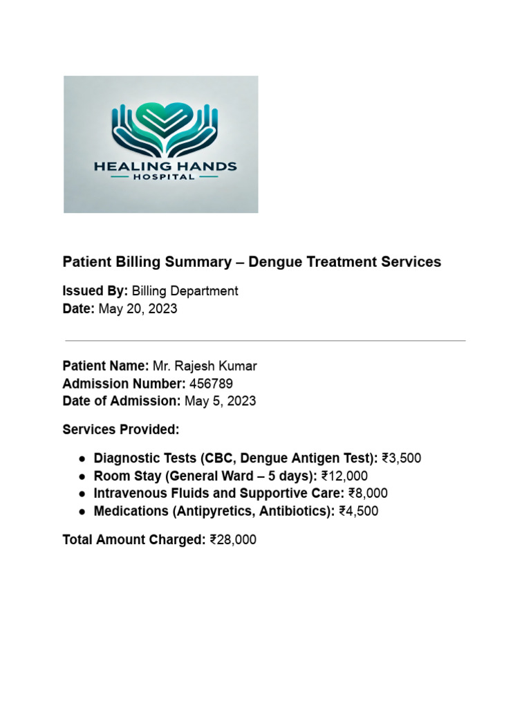 Patient Billing Summary – Dengue Treatment Services (1) (1) | PDF