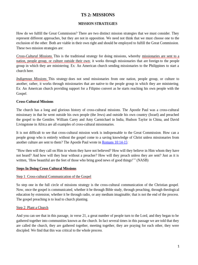 Mission Strategies for the Great Commission | PDF | Christian Mission ...