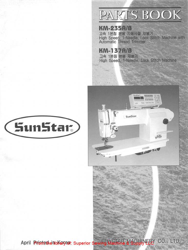Manual-Maquina-De-Costura-Sunstar KM-137-A-B, KM-235A-B | PDF | Sewing ...