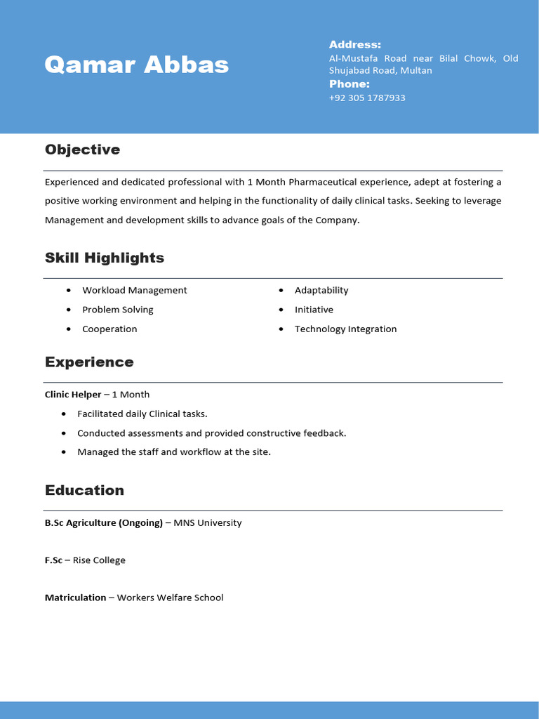 Qamar Abbas CV | PDF