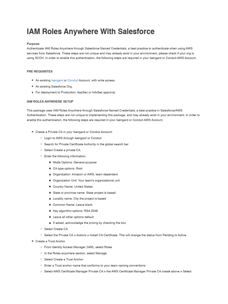 IAM Roles Anywhere With Salesforce | PDF | Authentication | Amazon Web ...
