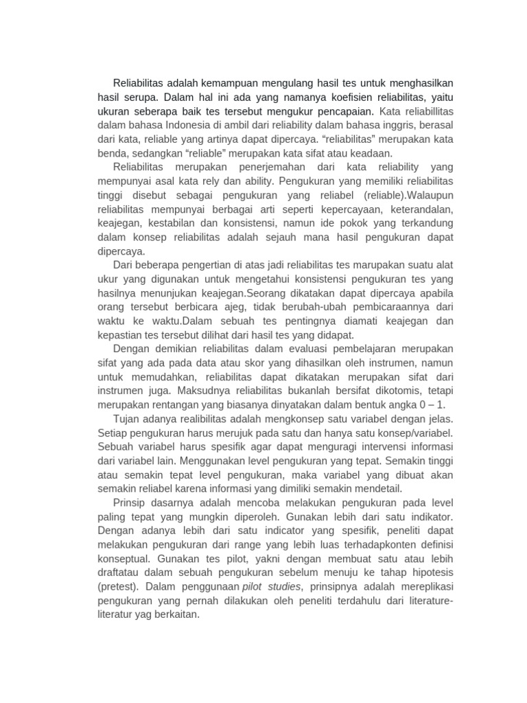 Panduan Lengkap Reliabilitas Tes | PDF