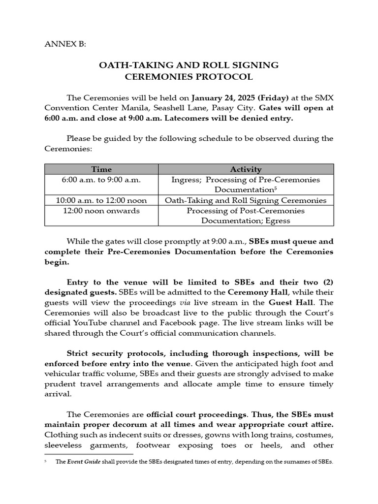 Oathtaking and Roll-Signing Ceremonies Protocol | PDF | Clothing ...