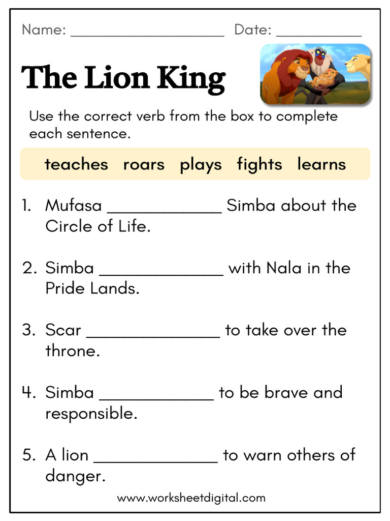 The Lion King Verbs Unslxe | PDF