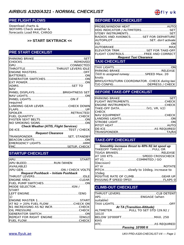 Ukv PRD A320 Checklist V4 | PDF | Aviation | Aircraft
