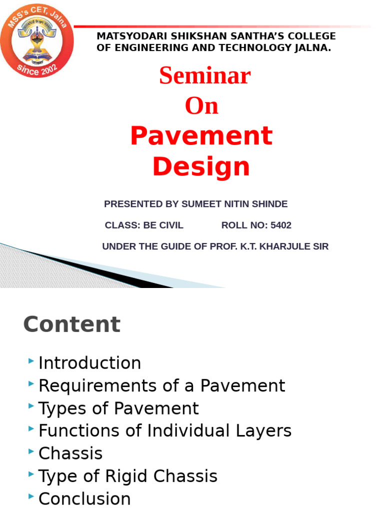 Pavement-Design-ppt Final (Sumeet Shinde) | PDF | Road Surface | Concrete