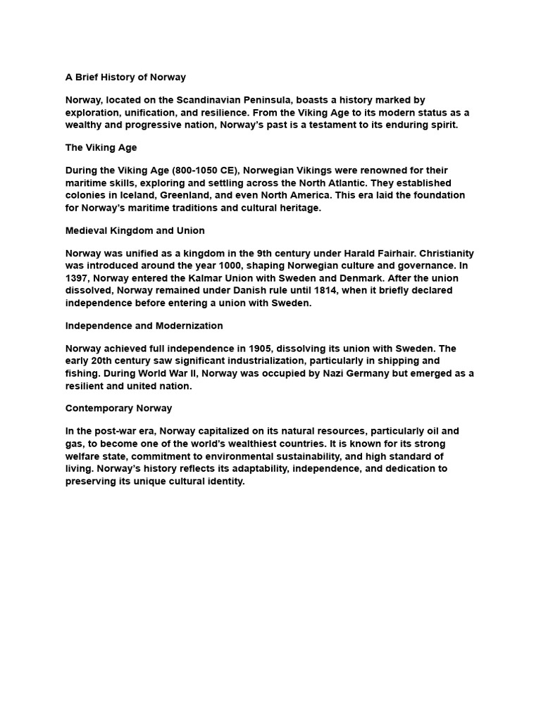 A Brief History of Norway | PDF