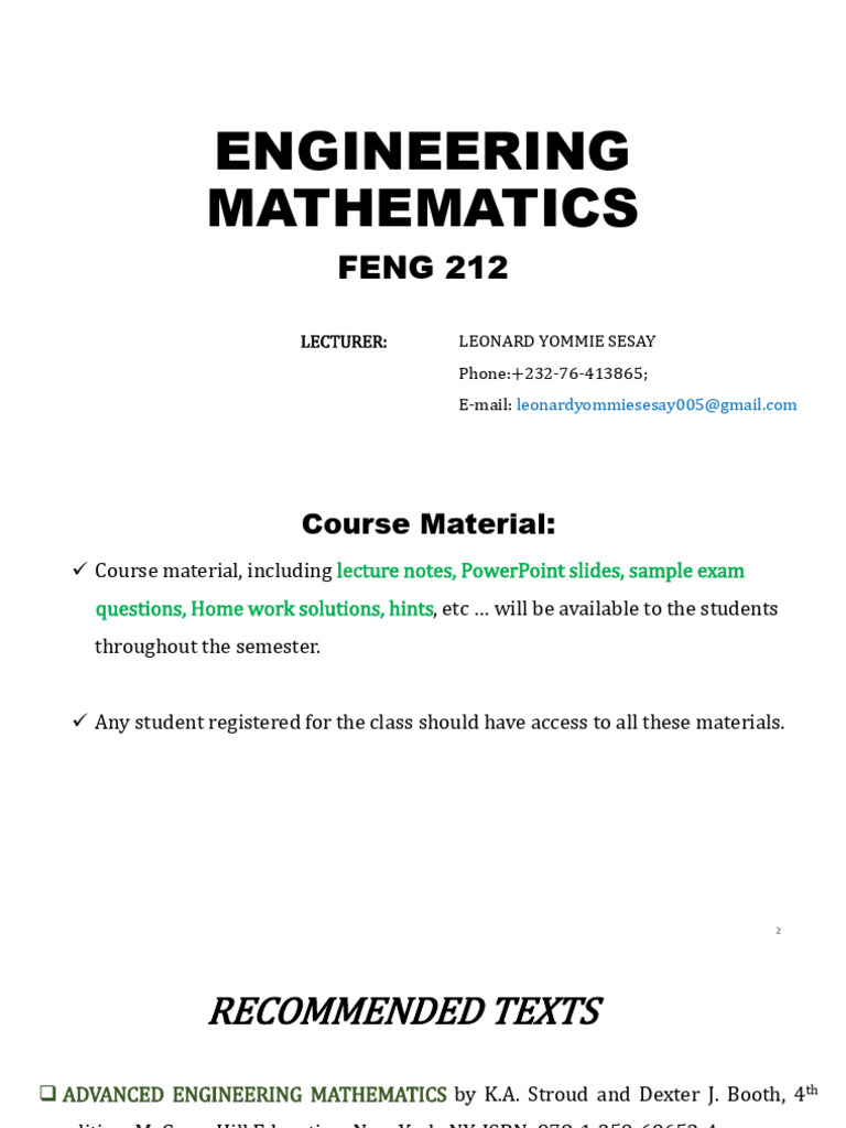 Engineering Mathematics Course Overview | PDF | Derivative | Euclidean Vector