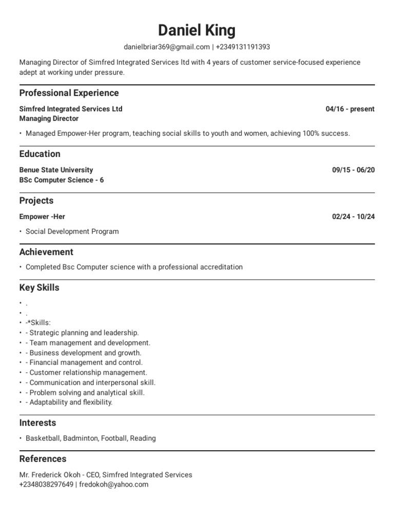 Daniel King - Resume | PDF