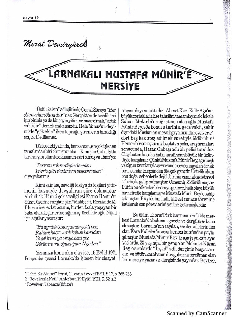 Larnakali Mustafa Munire Mersiye | PDF