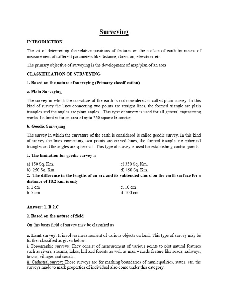 Surveying Techniques & Classifications | PDF | Surveying ...