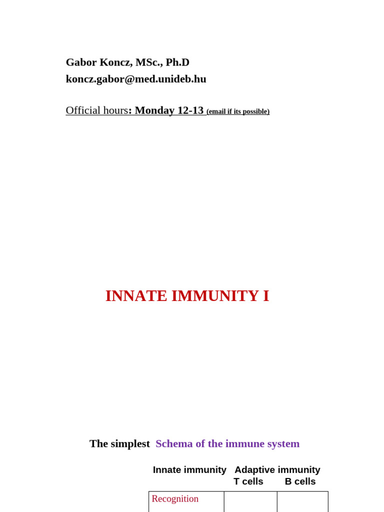 02 - 3 Innate Immunity 2024 | PDF | Immune System | Natural Killer Cell