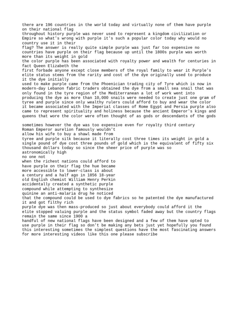 Why Don't Country Flags Use The Color Purple | PDF