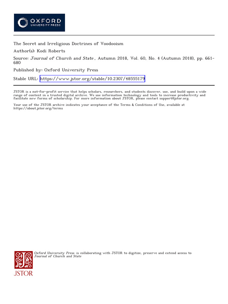 Lynch JournalChurchState 2018 | PDF | Louisiana Voodoo | Haitian Vodou