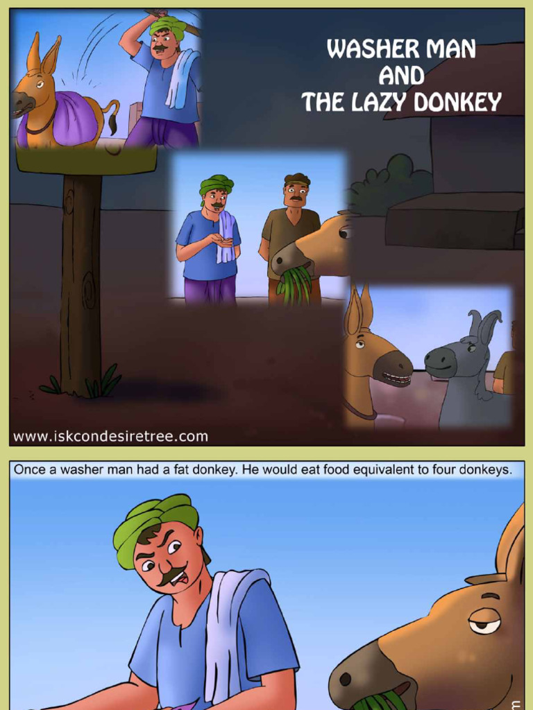 Comics-4-6 Years, 7-9 Years, 10-14 Years - Washer Man and The Lazy Donkey | PDF