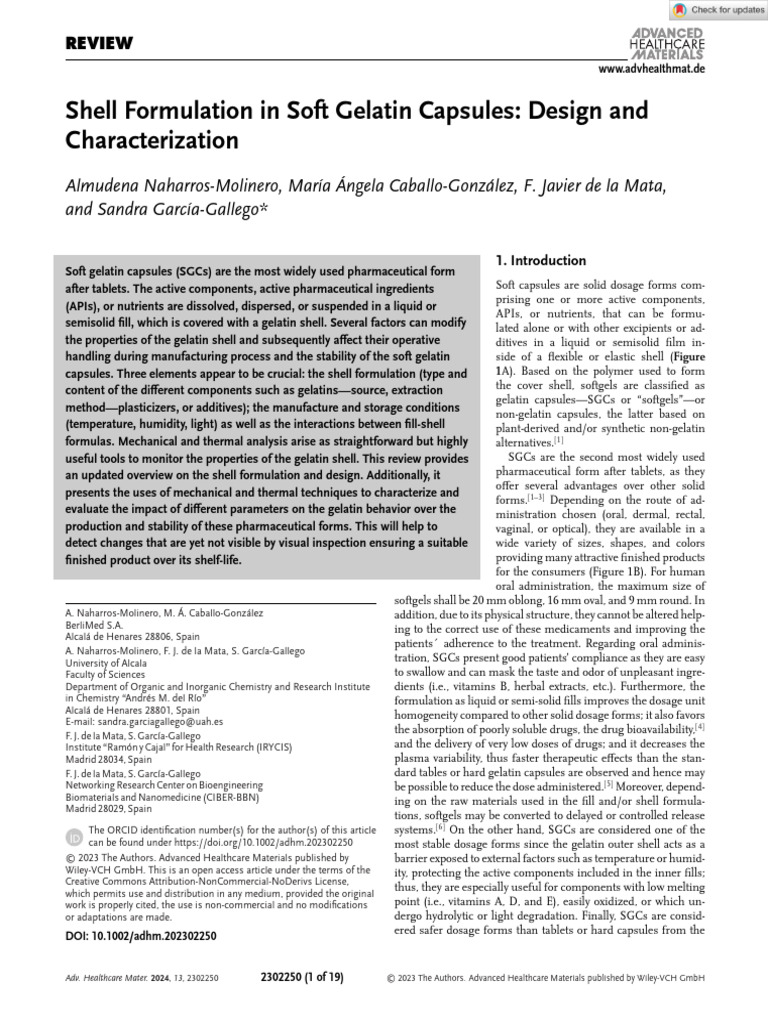 Soft Gelatin Capsule Shell Formulation | PDF | Gelatin | Pharmaceutical Formulation