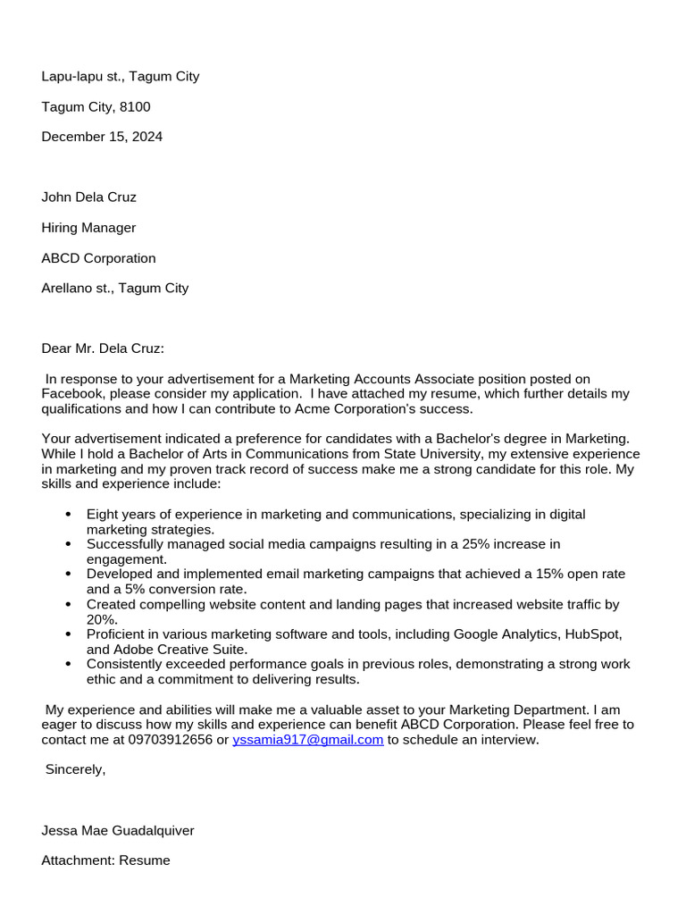 Application Letter | PDF