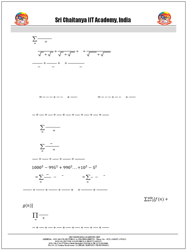 IOQM Telescoping Series | PDF | Mathematical Objects | Numbers