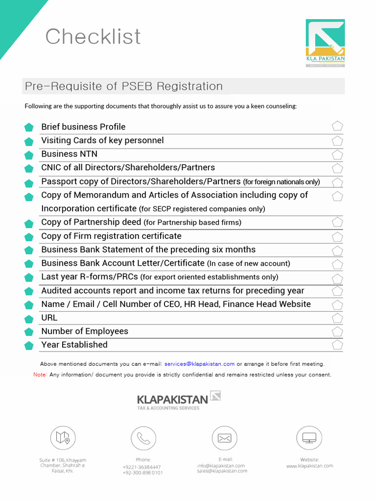 Checklist of PSEB Registration | PDF